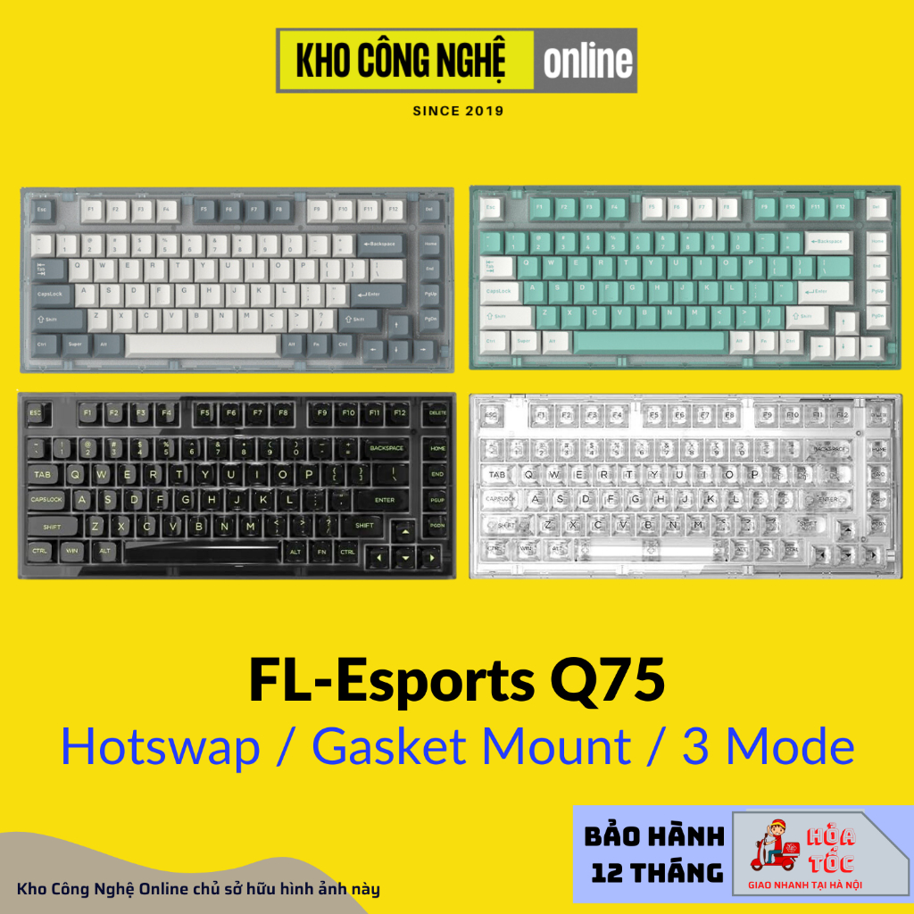 FL-Esports Q75 - Bàn phím cơ FL-Esports Q75 Azure Green / Blue Haze / Transparent White ...