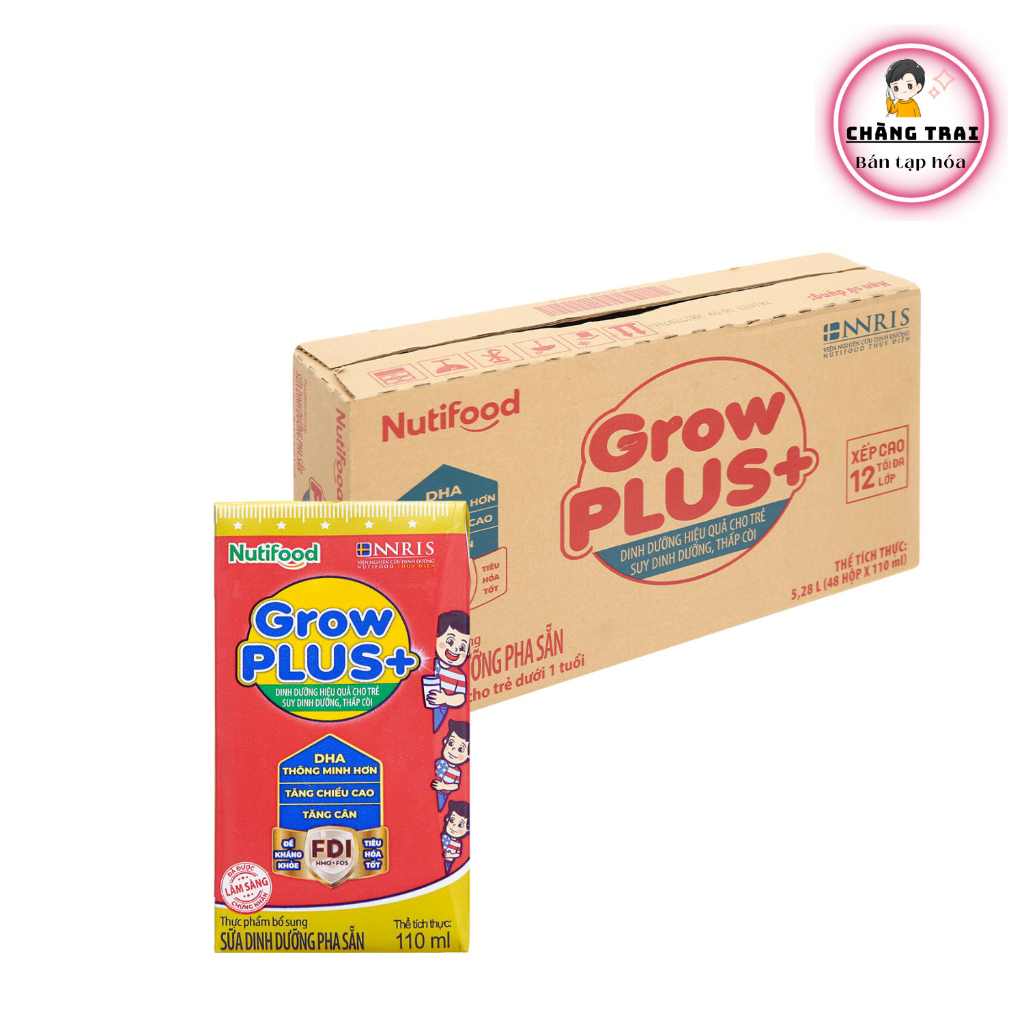 Thùng 48 hộp sữa NutiFood Grow Plus+ vani 110ml | Shopee Việt Nam
