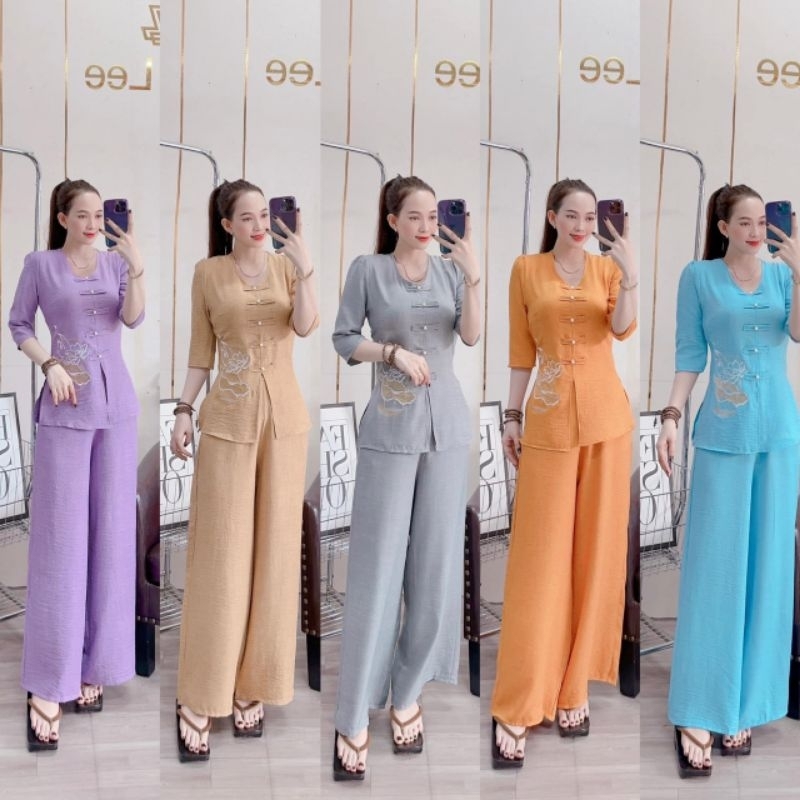 [SIZE 40_70KG] BỘ PHÁP PHỤC HÌNH HOA SEN/LAM HOA SEN ĐŨI VÂN MÂY/SÉT BÀ ...
