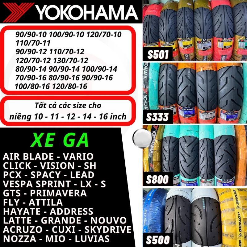 Vỏ Yokohama xe ga Air Blade Vision SH PCX Nouvo Primavera Sprint GTS ...