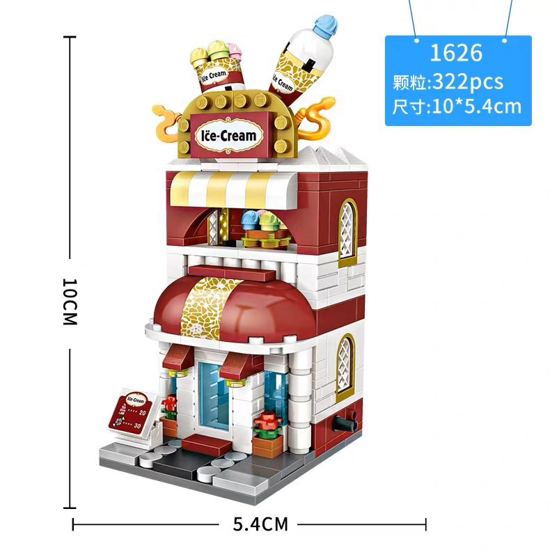 Đồ chơi lắp ráp building blocks lego LOZ mini mô hình quán kem Nhật Bản ...