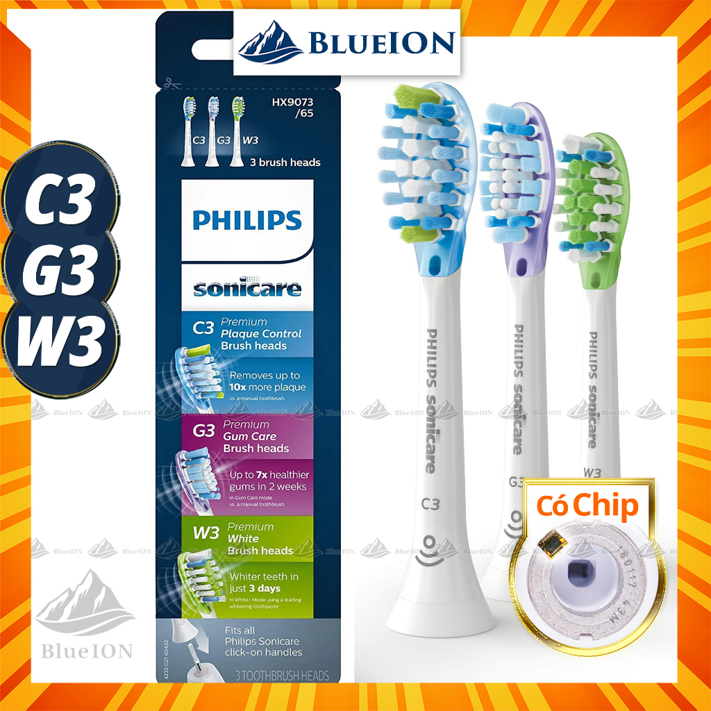 Hộp Combo 3 Đầu C3-G3-W3 (Trắng) Đầu Bàn Chải Điện Philips Sonicare Cao ...