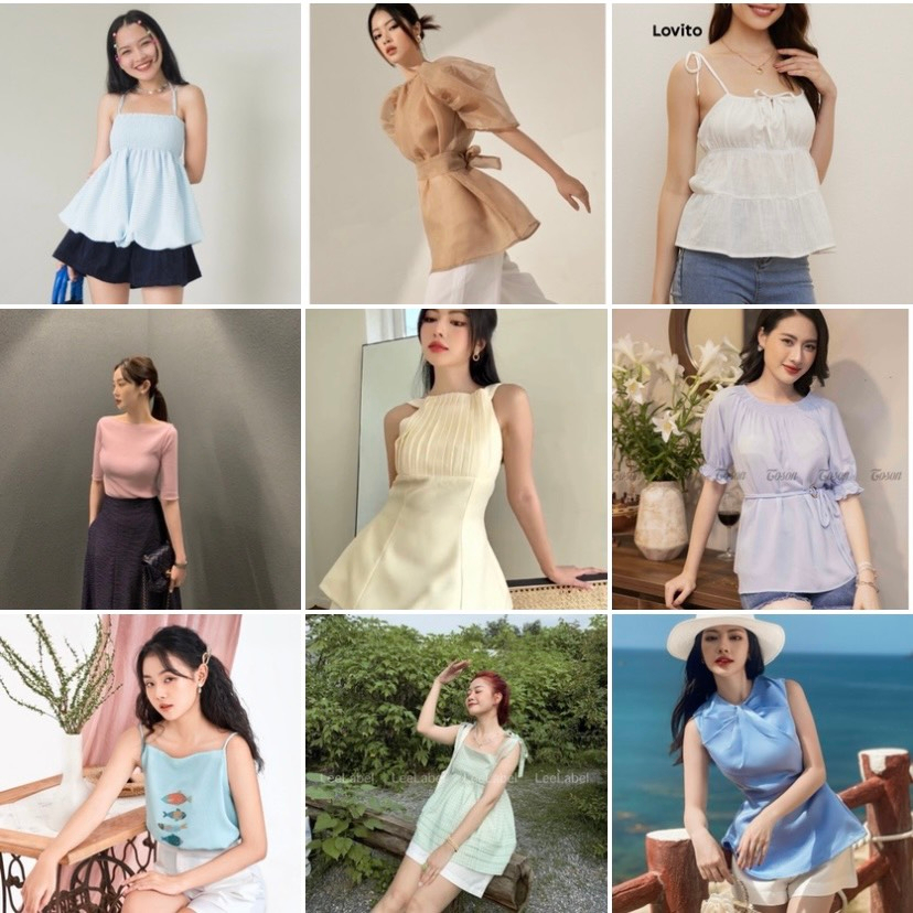 Pass áo & chân váy new used 1 lần local brand - Tiela, Rechic, Hangkao ...