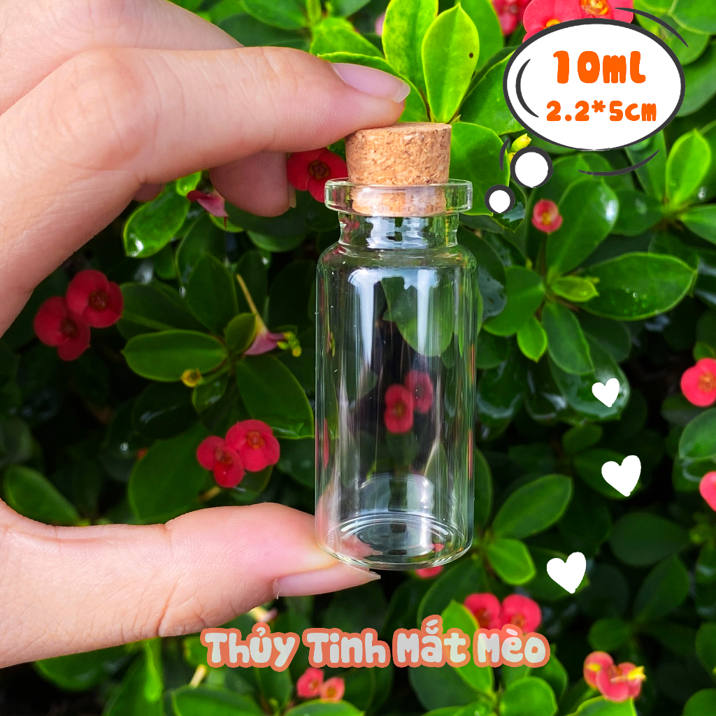 Lọ thủy tinh nhỏ nút bần - Chai thủy tinh nhỏ nắp gỗ trang trí - 5ml 8ml 10ml 12ml 15ml 20ml ...