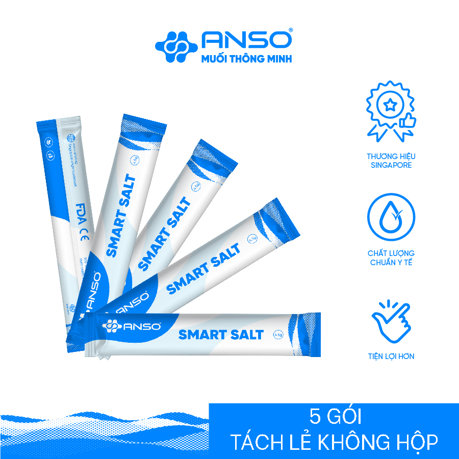Muối thông minh ANSO dạng gói pha nước muối sinh lý (lẻ 5 gói)- 5AN ...