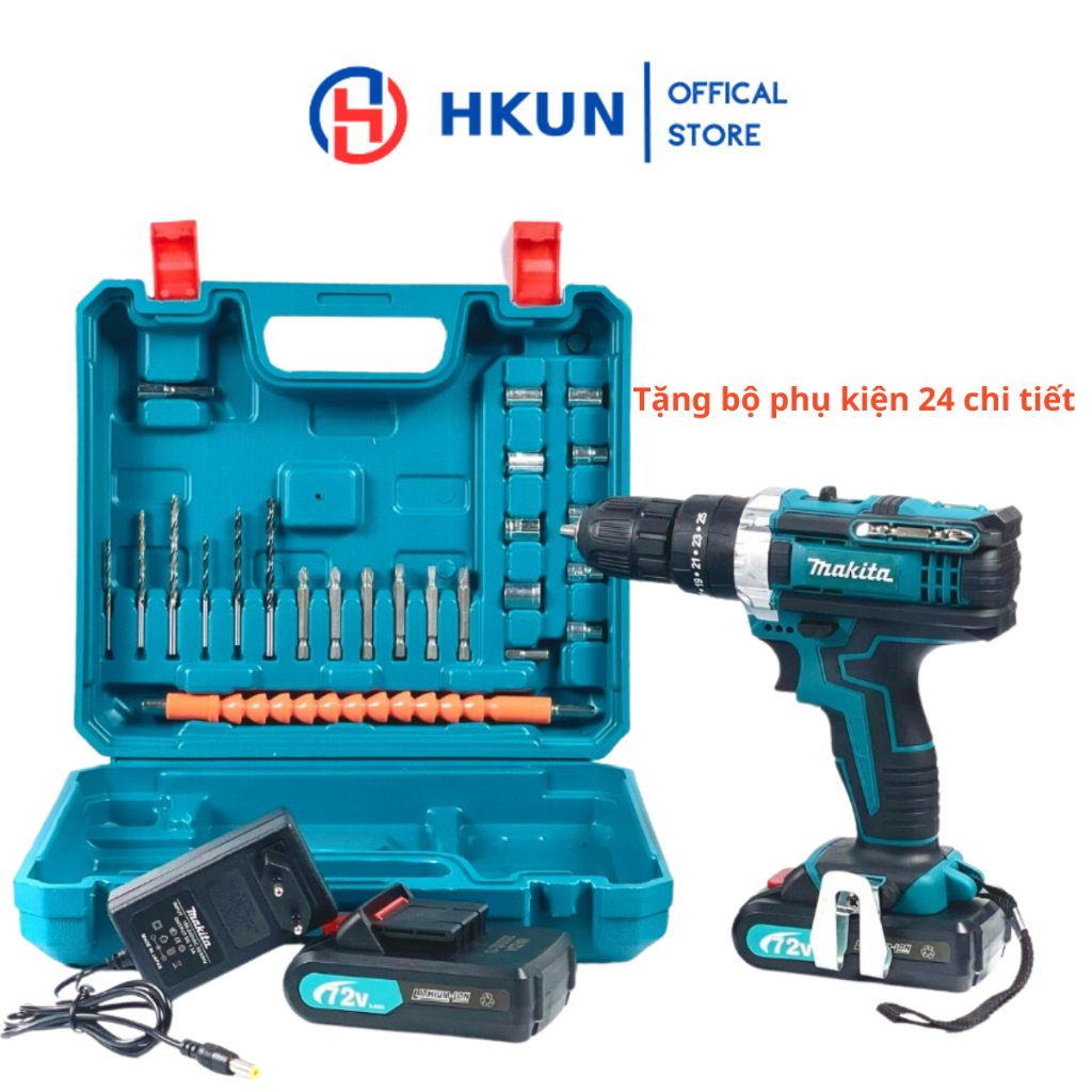 Máy khoan cầm tay pin Makita 72v, máy khoang pin 3 chức năng khoan tường, bắt vít, khoan sắt ...