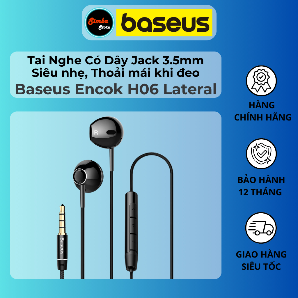 Tai Nghe Có Dây Baseus Encok H06 Lateral - Jack 3.5mm, Siêu nhẹ, Mic ...