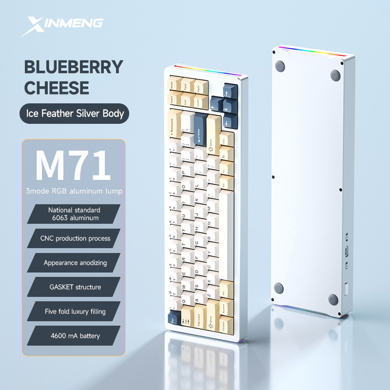 Bàn Phím Cơ Không Dây Xinmeng M71 Full LED RGB Có Hotswap, Khung Nhôm Aluminum Cao Cấp, Phím PBT ...