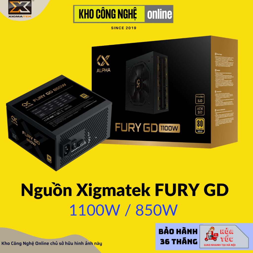 Nguồn XIGMATEK FURY GD 1100W / 850W - 80PLUS GOLD, PCI-E Gen 5.0, ATX 3.0, 100% CÁP DẸT ĐEN ...