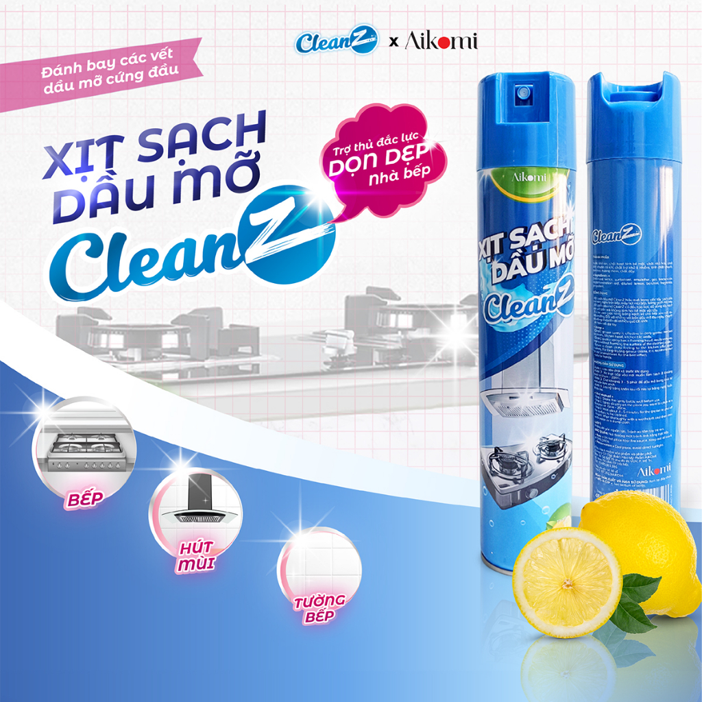 Bình xịt tẩy dầu mỡ nhà bếp CleanZ 450ml đánh bay vết bẩn cứng đầu trên ...