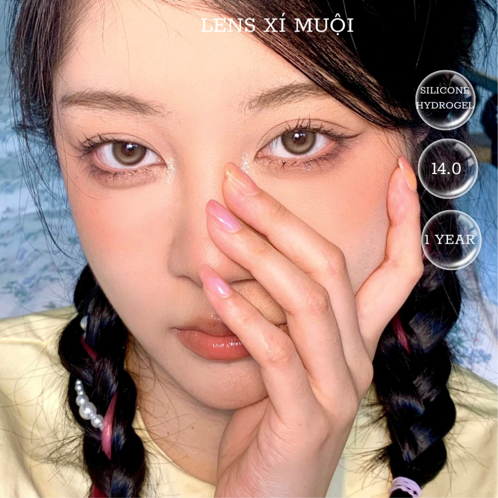 Lens mắt kính áp tròng giãn nhỏ màu nâu tây Moonlight Wood có độ cận ...