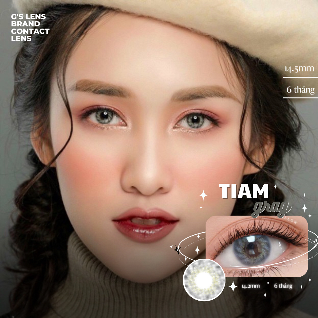 Lens mắt nâu tây vân xoáy TIAM GRAY size S có 0-8 độ lệch độ dành cho ...