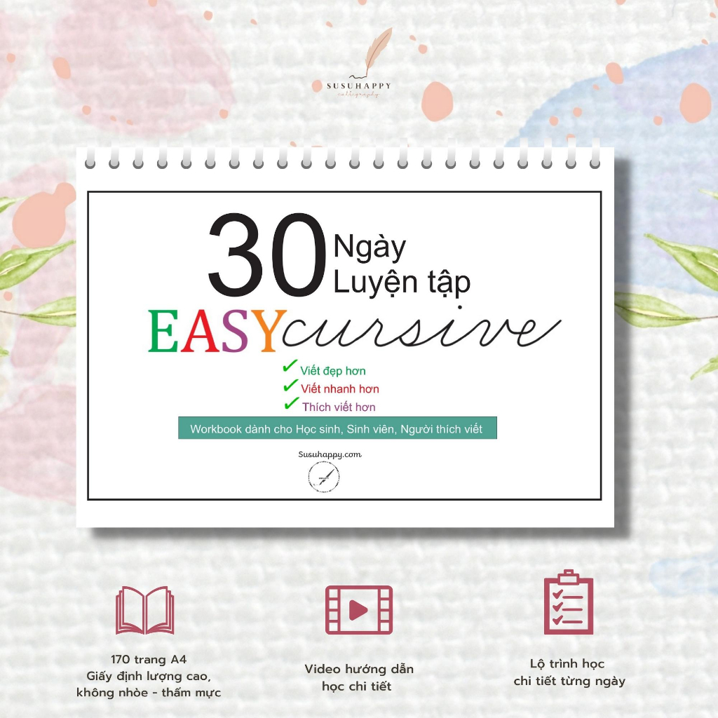 WorkBook Luyện Chữ Viết Tay EASY Cursive Có Video Hướng Dẫn Và Lộ Trình ...