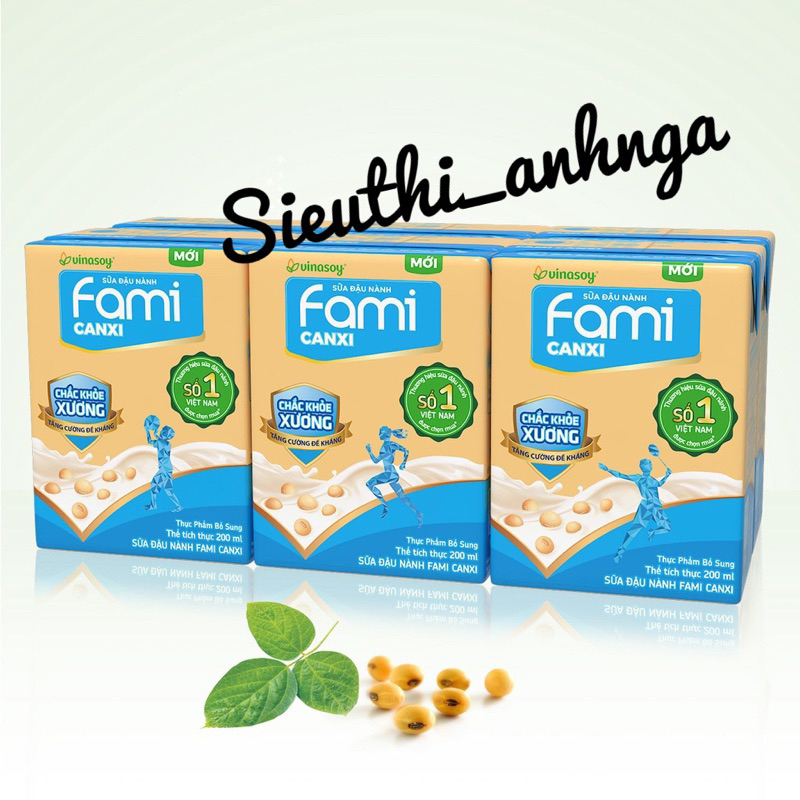 Lốc 6 hộp Sữa đậu nành Fami 200ml nguyên chất, Canxi Đủ Vị | Shopee Việt Nam