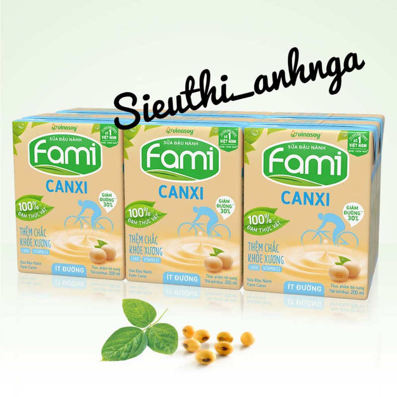 Lốc 6 hộp Sữa đậu nành Fami 200ml nguyên chất, Canxi Đủ Vị | Shopee Việt Nam