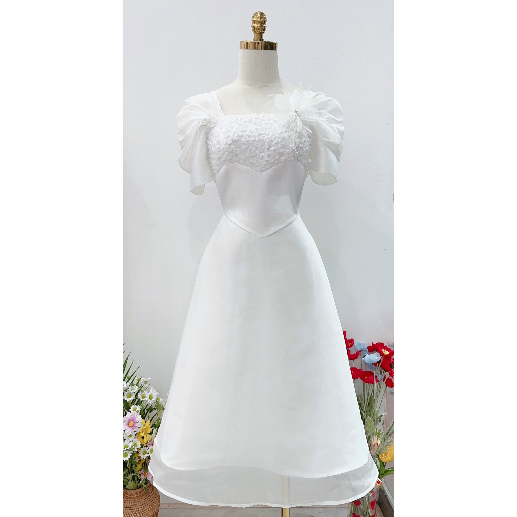 Váy ren phối Tafta và Tơ kèm tag hoa cao cấp ZYY ZYY STORE V359 | Shopee Việt Nam
