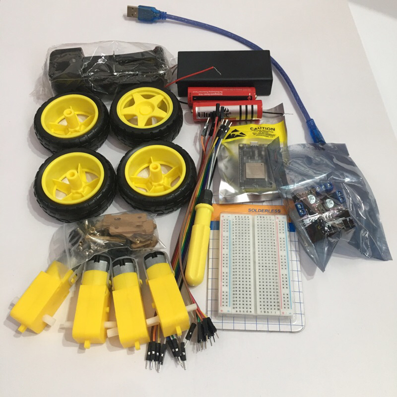 Bộ thực hành xe robot 3 bánh/4bánh điều khiển module Esp32 Ko có khung ...
