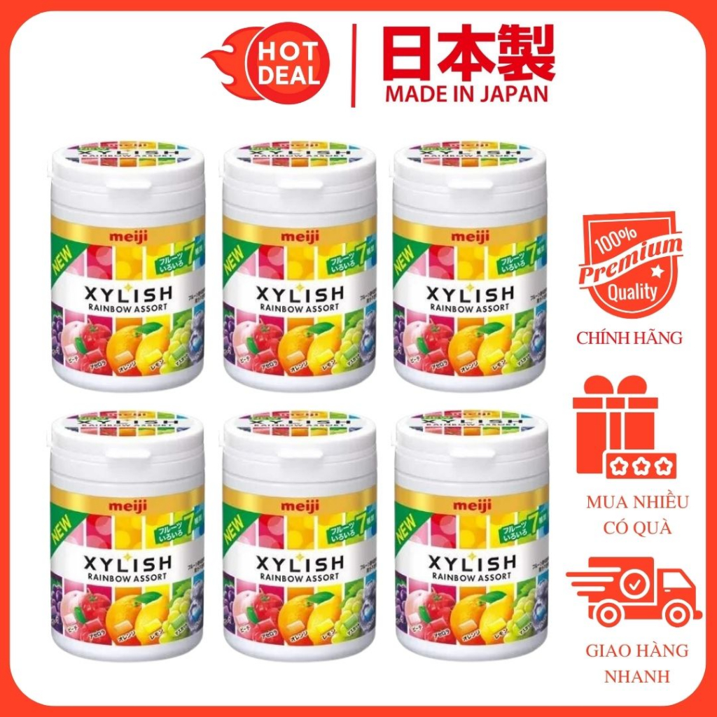 Lốc 6 Lọ Kẹo Cao Su Meiji Xylish Rainbow Assort Trái Cây 7 Vị Nhật Bản 117G/Lọ | Shopee Việt Nam