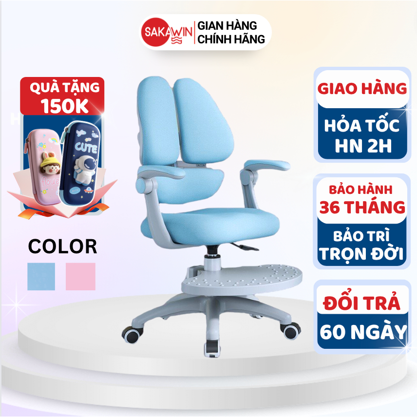 Ghế ngồi học chống gù Sakawin G108, Ghế học sinh Ngồi đúng tư thế Xoay 360 độ Tăng chỉnh chiều ...