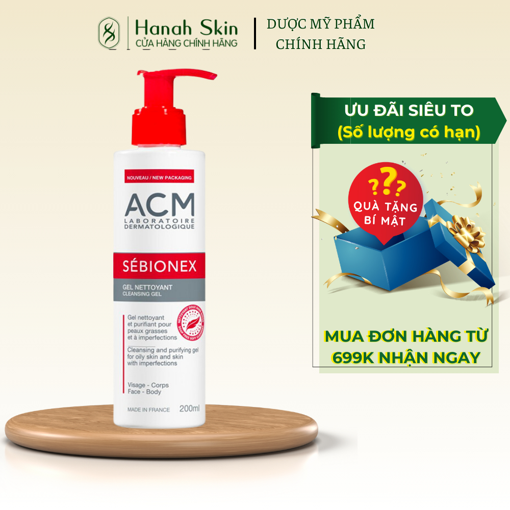 Gel rửa mặt dành da dầu ACM Sebionex Gel Nettoyant Cleansing Gel 10ml ...