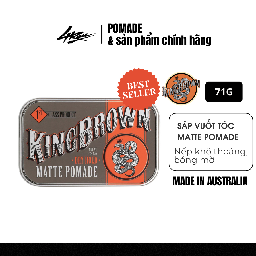 [CHÍNH HÃNG] Sáp vuốt tóc King Brown Matte Clay Pomade | Shopee Việt Nam
