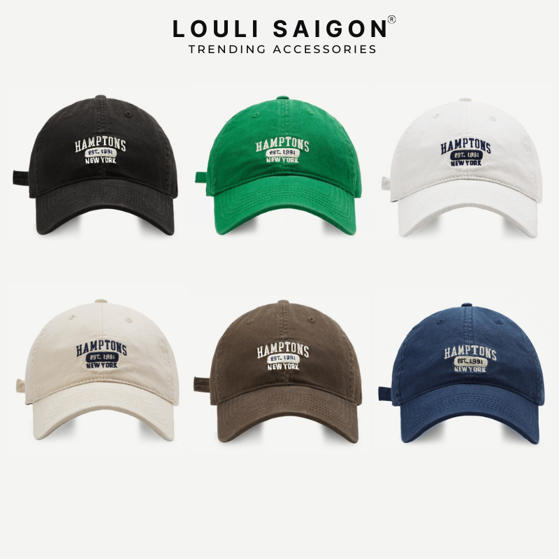 Mũ lưỡi trai LOULI SAIGON thêu chữ HAMPTONS form mềm, nón kết nam nữ cá ...