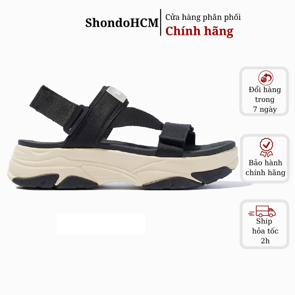 Giày Sandal Nam Nữ Tanky Shondo Be Đen Đế Cao, Êm, Bền TAN2510 | Shopee ...