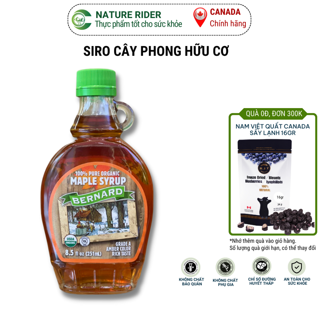 Siro cây phong hữu cơ nguyên chất BERNARD - Pure Organic Maple Syrup 251ml | Shopee Việt Nam