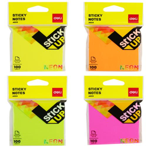 GIẤY NOTE 3X3 NEON DELI MÀU XANH LÁ, HỒNG, CAM, VÀNG | Shopee Việt Nam
