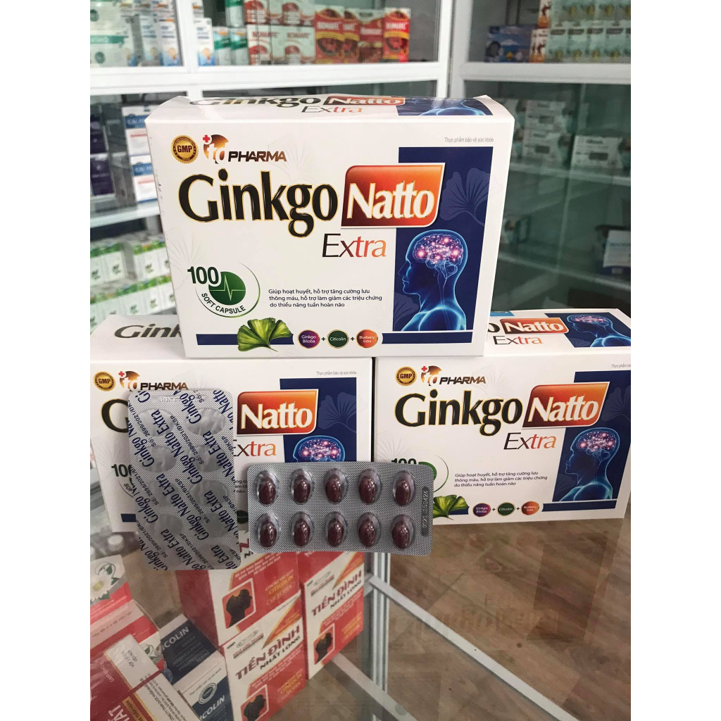 Viên uống bổ não Ginkgo Natto Extra tăng cường lưu thông máu cải thiện ...
