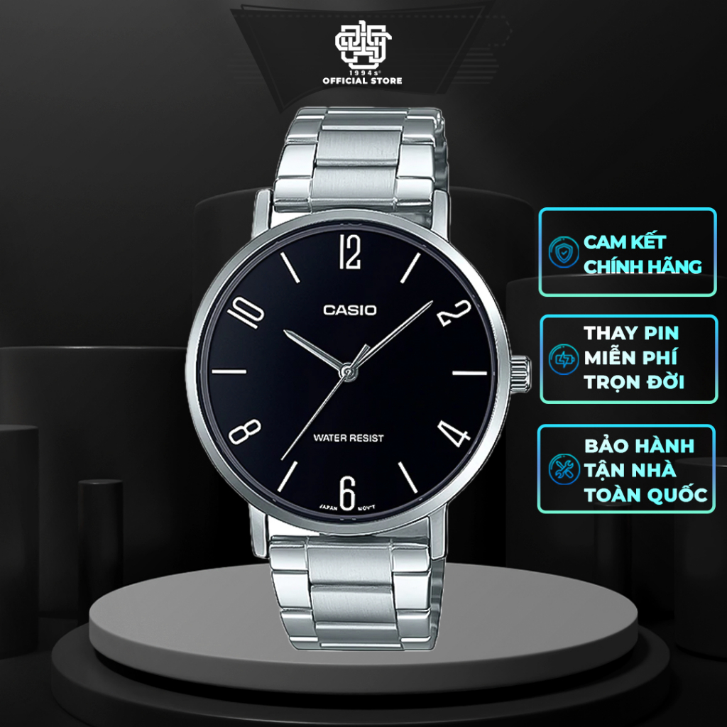 Đồng hồ nam Casio MTP-VT01 / MTP-VT01D-1B2 dây thép chính hãng | Shopee ...