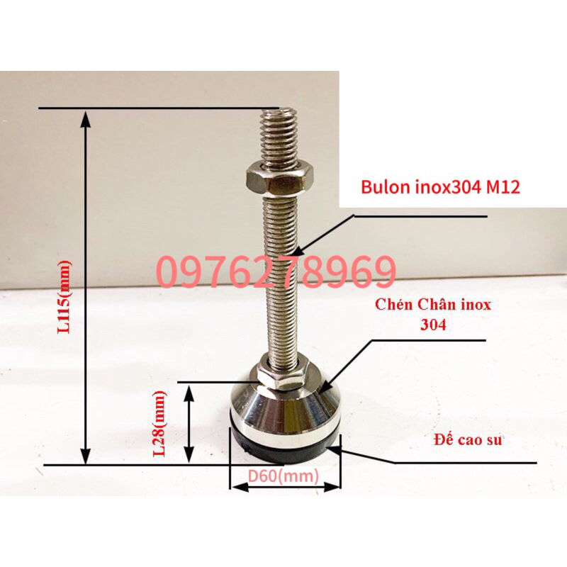 chân tăng chỉnh inox :D60-M12 | Shopee Việt Nam