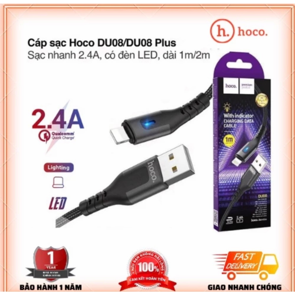 Cáp Sạc Hoco DU08 Chính Hãng - Dây Sạc nhanh 12w cho 13 promax trở ...