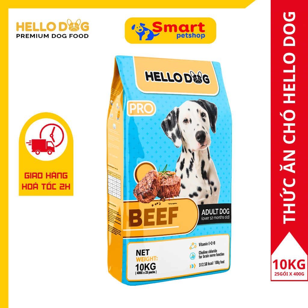 Thức Ăn Chó Dạng Hạt Cao Cấp Hương Vị Bò Hello Dog Beef Bao 10KG ...