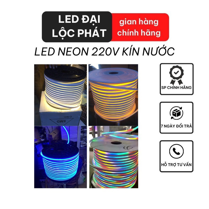 Đèn led dây neon 220v chống nước trang trí ngoài trời, dây led neon ...