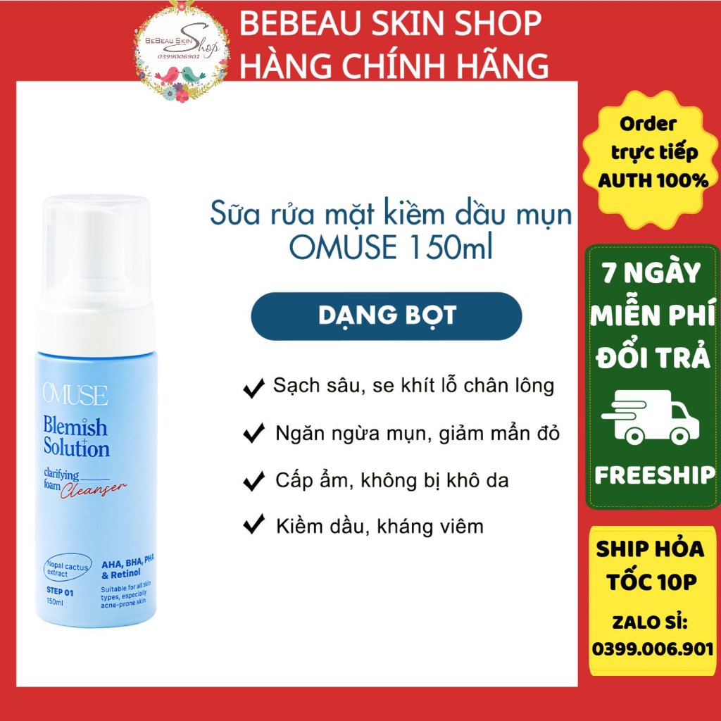 Sữa rửa mặt kiềm dầu dành cho da mụn OMUSE Blemish Solution Clarifying ...