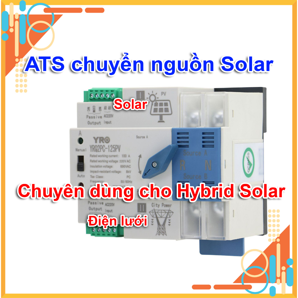 Bộ Chuyển Nguồn Điện Tự Động ATS 2P 125A YRO Điện Mặt Trời Chuyển Nguồn ...
