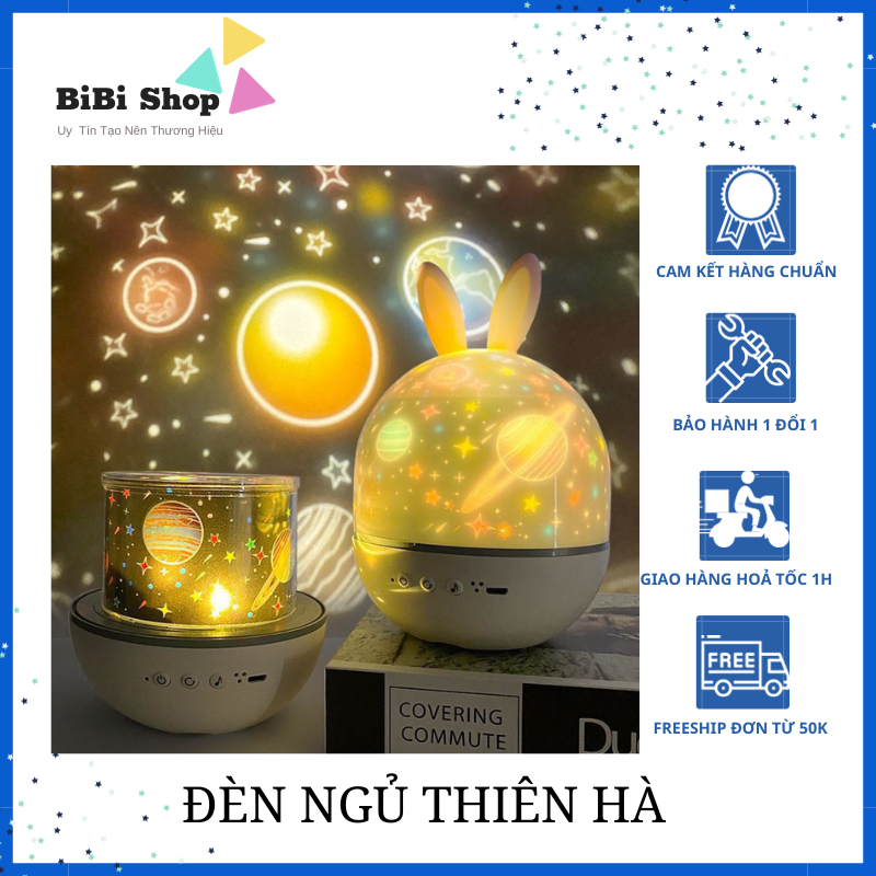 Đèn Ngủ Tai Thỏ Chiếu Bầu Trời Sao 3D Tự Xoay Sạc Tích Điện Có Tiếng ...