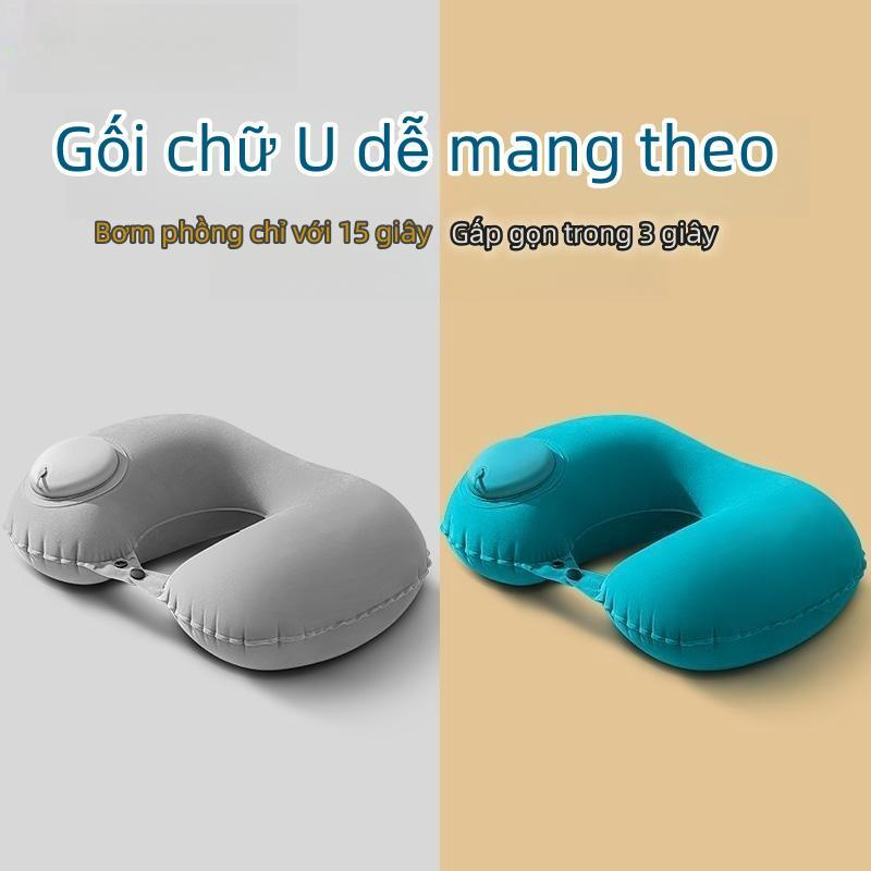 Gối bơm hơi tự động,gối chữ U,gối du lịch,gối bơm hơi,không cần thổi ...