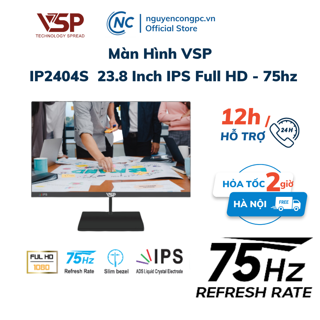 Màn hình VSP 2407SG 2404S kích thước 24 inch FHD nền IPS tần số 75Hz ...