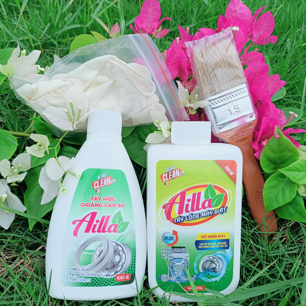 Bộ đôi bột tẩy lồng máy giặt Ailla 300G + Tẩy mốc gioăng cao su Ailla ...