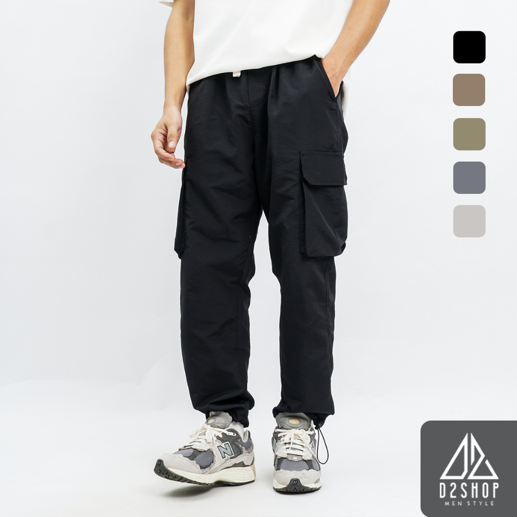 Quần dài nam D2shop, quần dù ống xuông túi hộp, dây rút ống quần, màu ...