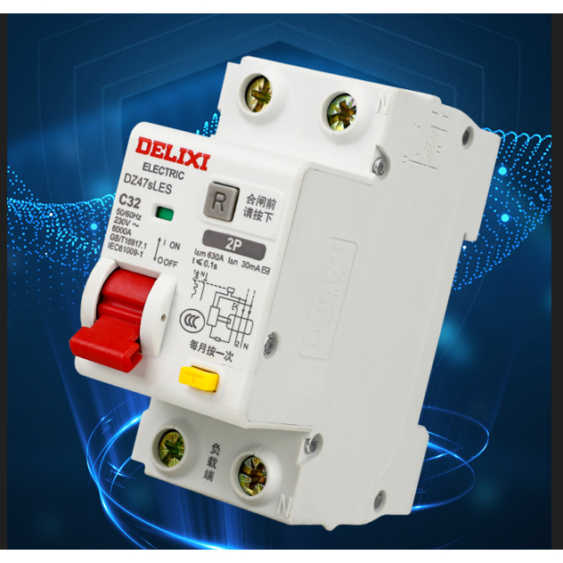 Aptomat Chống giật chống rò - chống quá tải RCBO DELIXI DZ47sLES 20A, 32A, 40A, 63A /2P-220v ...