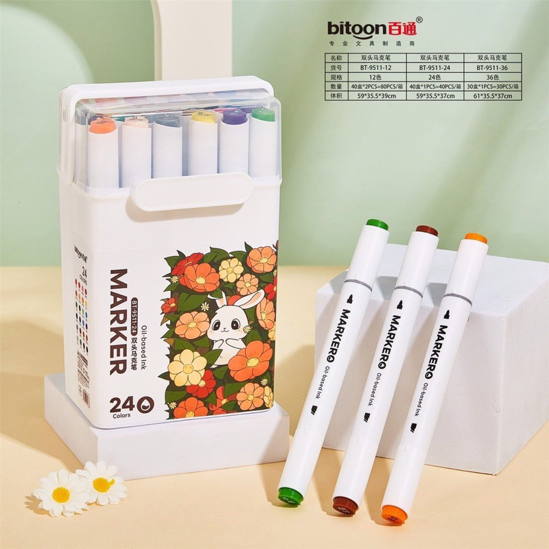 Hộp Nhựa 12/24/36 Bút Dạ Màu Marker Bitoon_Màu Gốc Dầu Cao Cấp_MS:9511 ...