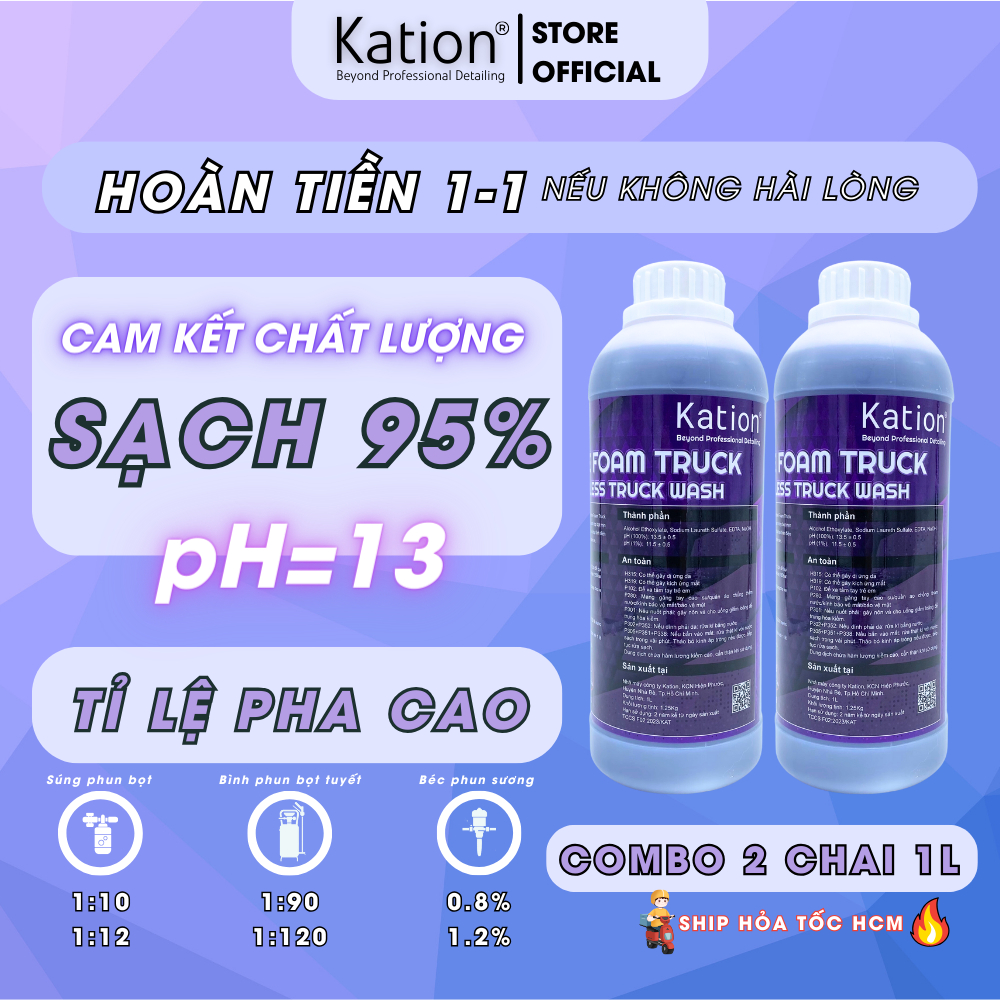 Combo 2 chai Xà phòng rửa xe tải không chạm Kation Active Foam Truck chai 1L | Shopee Việt Nam