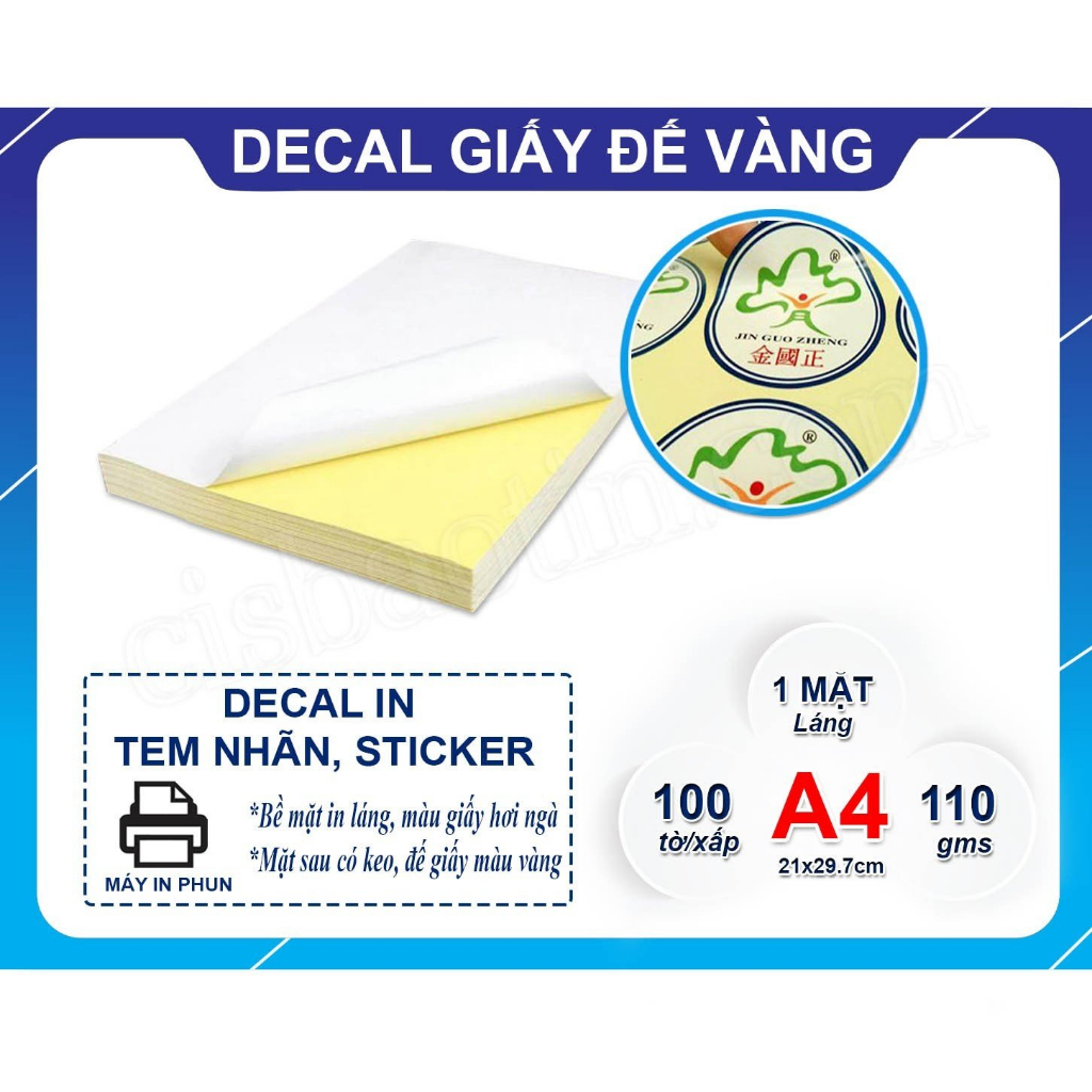 Decal Giấy Đế Vàng A4 xấp 100 tờ | Shopee Việt Nam