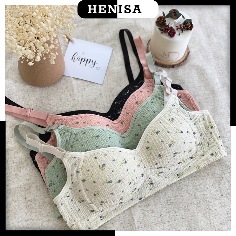 SET 3 Áo Lót Bra Nữ Cotton Gân Tăm Cao Cấp HENISA Mỏng Nhẹ Ôm Form Họa ...