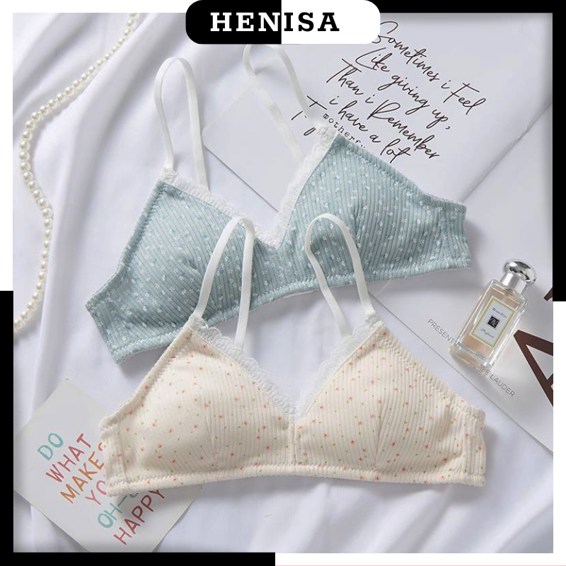 Áo Ngực Nữ Cotton Ngực Nhỏ Họa Tiết Hoa Quả Siêu Cute HENISA Mút Tháo ...
