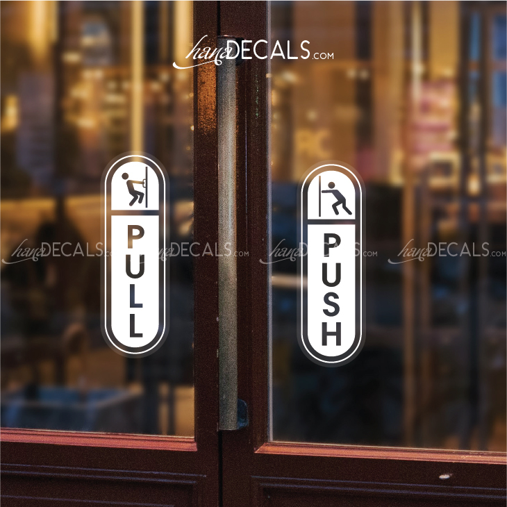 Set 2 Sticker Push Pull Kéo Đẩy - Decal Trong In UV Mực Màu Trắng ...
