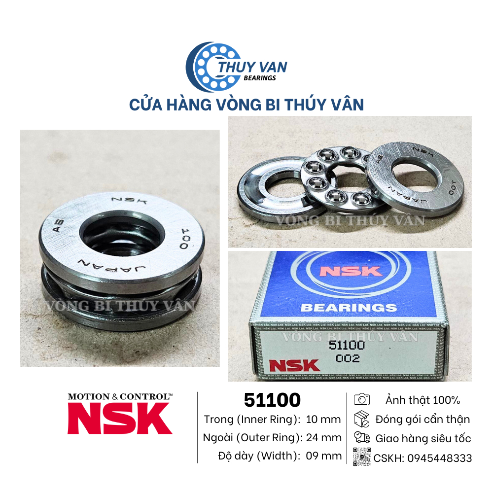 Vòng bi bạc đạn chà, tỳ, đẩy, chặn trục hạt tròn 51100 51101 51102 ...